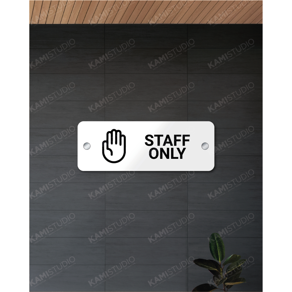 Jual TULISAN STAFF ONLY 22X8 CM BAUT KACA/ SIGN BAUT KACA STAFF ONLY ...