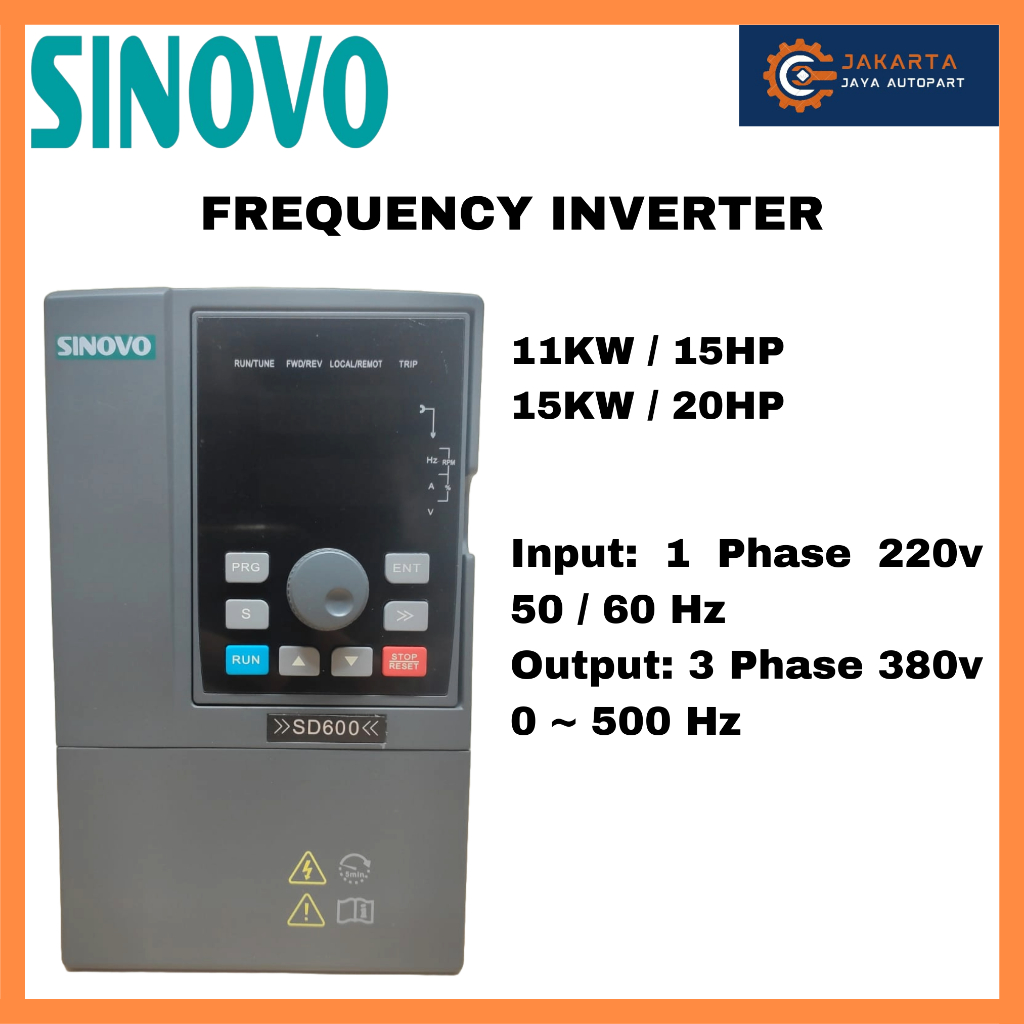 Jual Inverter VFD 11KW/15KW input 1phase 220V output 3phase 380V Variable Frequency Drive Sinovo ...
