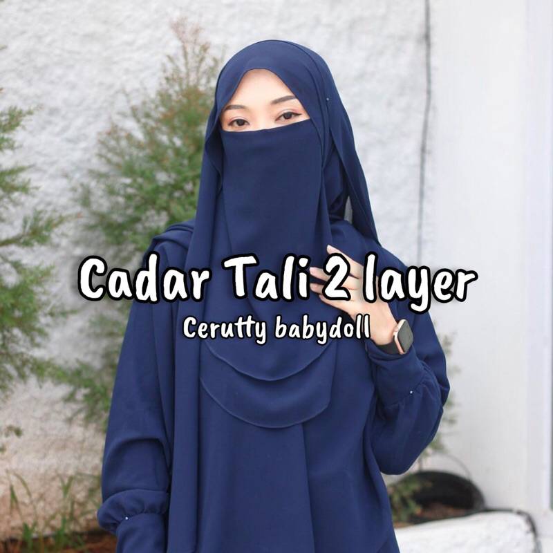 Jual Cadar tali 2 layer bahan ceruty babydoll/Niqab tali double tanpa jahitan bawah mata ...