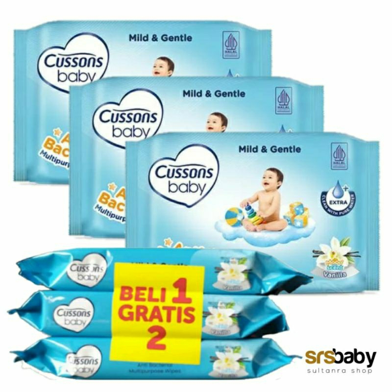 Jual (BELI 1 GRATIS 2 FREE) Cussons Baby Wipes isi 50 sheet | 45 sheet ...
