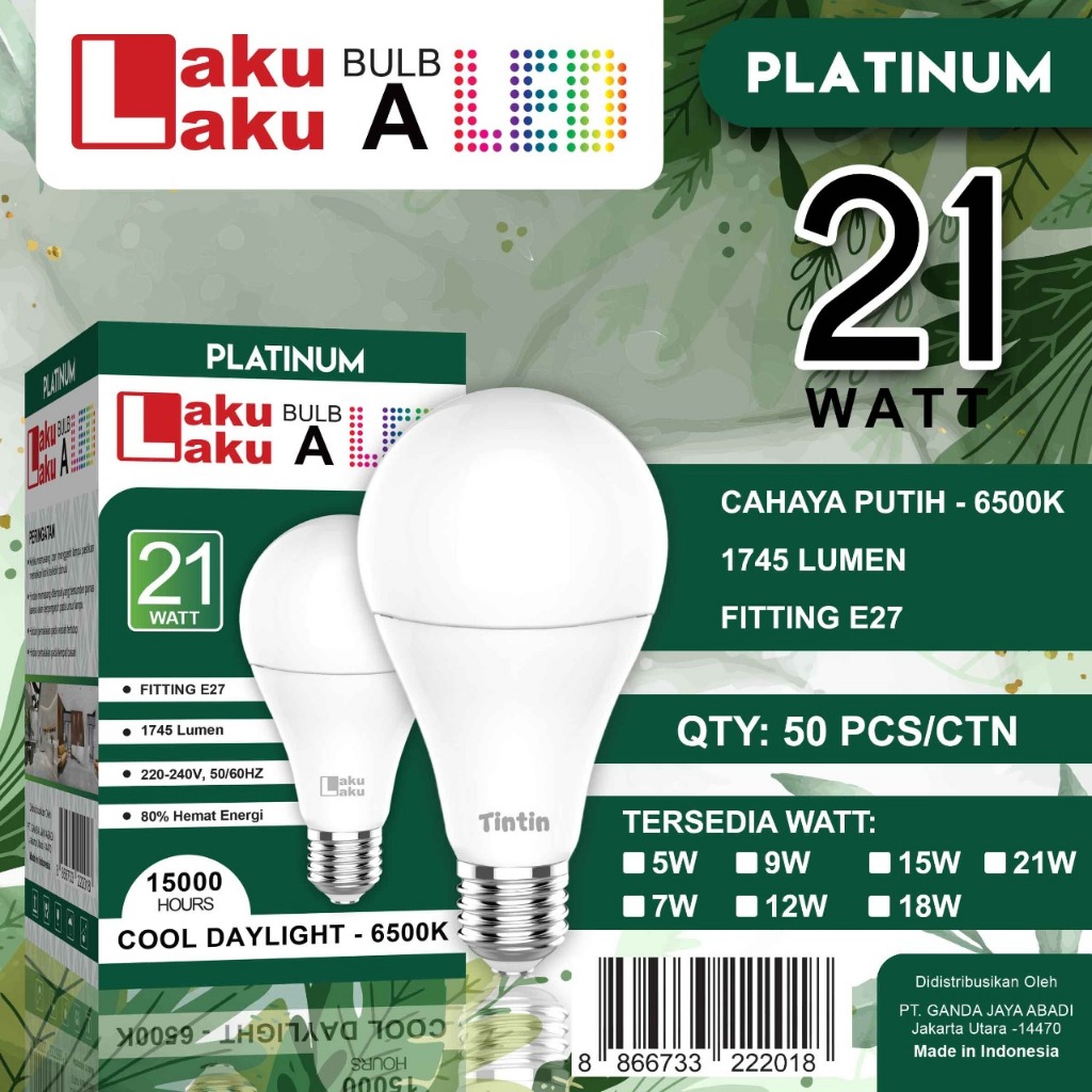 Jual Lampu Bohlam Led Bulb LAKU LAKU PLATINUM Putih 6500K 5w 7w 9w 12w 15w 18w 21w SNI | Shopee ...