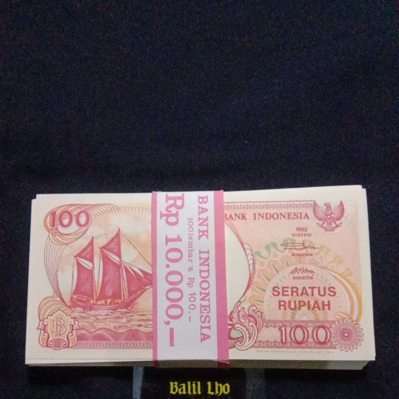 Jual 100 rupiah perahu pinisi tahun 1992 buka segel UNC BARU GRESS ASLI ...