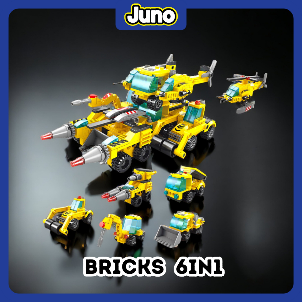 Jual JUNO Mainan Block Bricks Mobil Perang Engineering Tank 6in1 3D Puzzle Mainan Balok Susun ...