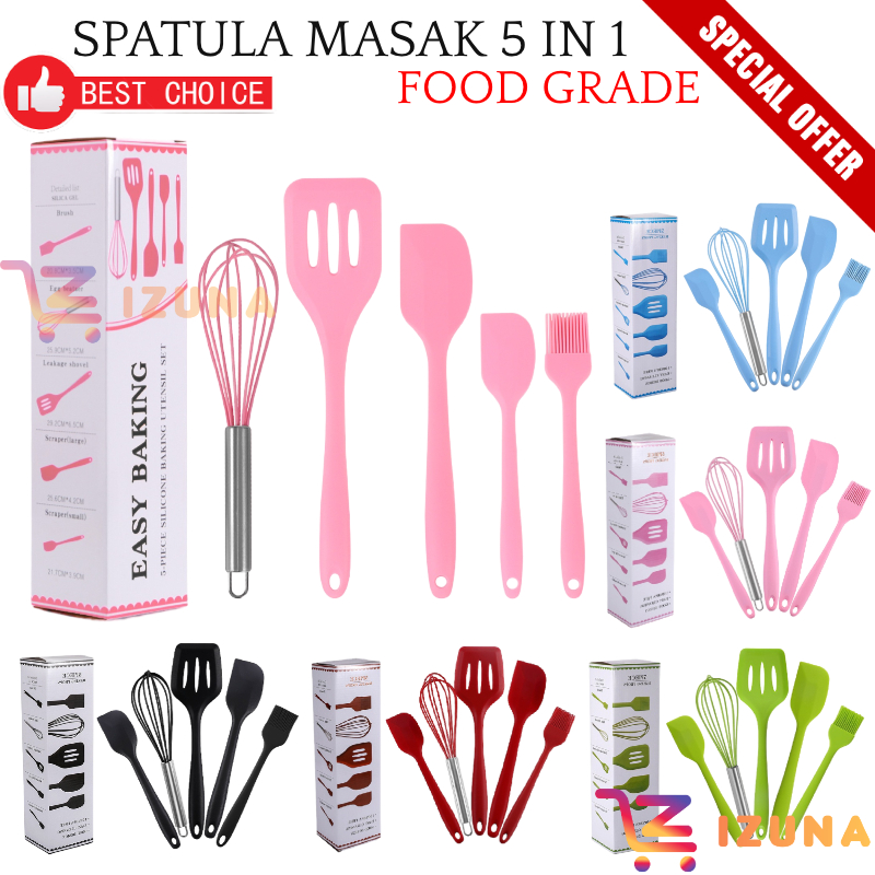 Jual [IZUNA] H002 SPATULA SET SET ALAT MASAK 5 IN 1 / SPATULA SILIKON 5 ...
