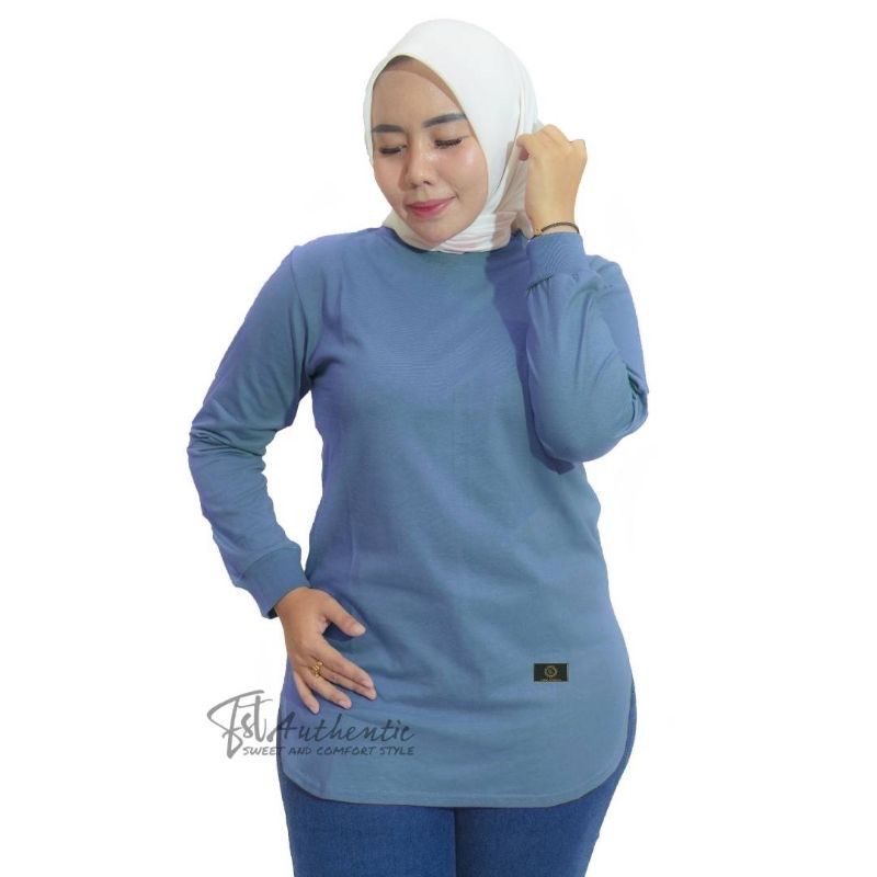 Jual [TERLARIS] (ORIGINAL) KAOS WANITA HIJAB STYLE MUSLIM TERBARU ATASAN WANITA LENGAN PANJANG ...