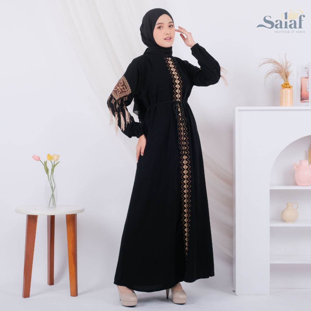 Jual Abaya Turkey | Gamis Hitam Resleting Depan | Shopee Indonesia