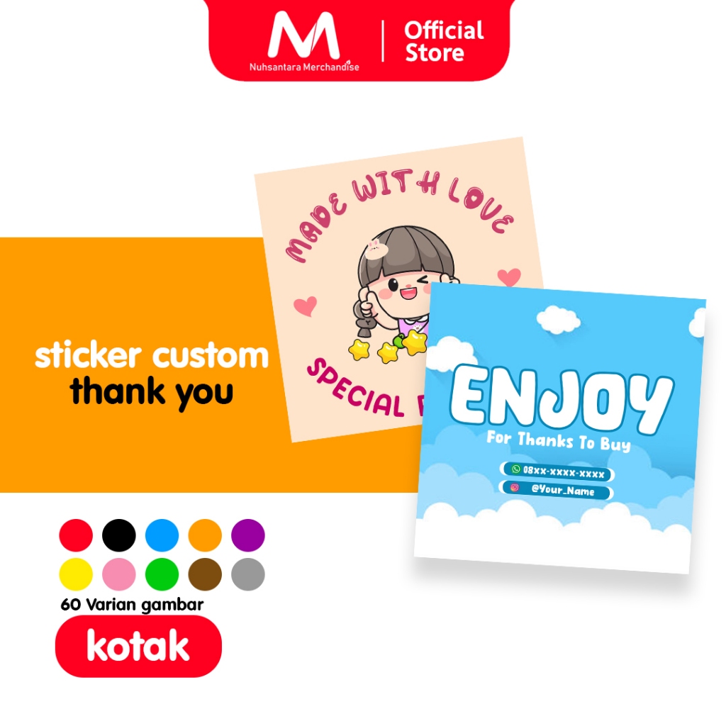 Jual [𝟏𝐇𝐀𝐑𝐈 𝐉𝐀𝐃𝐈] Cetak Stiker Chromo Thank You Kotak / Custom Sticker ...