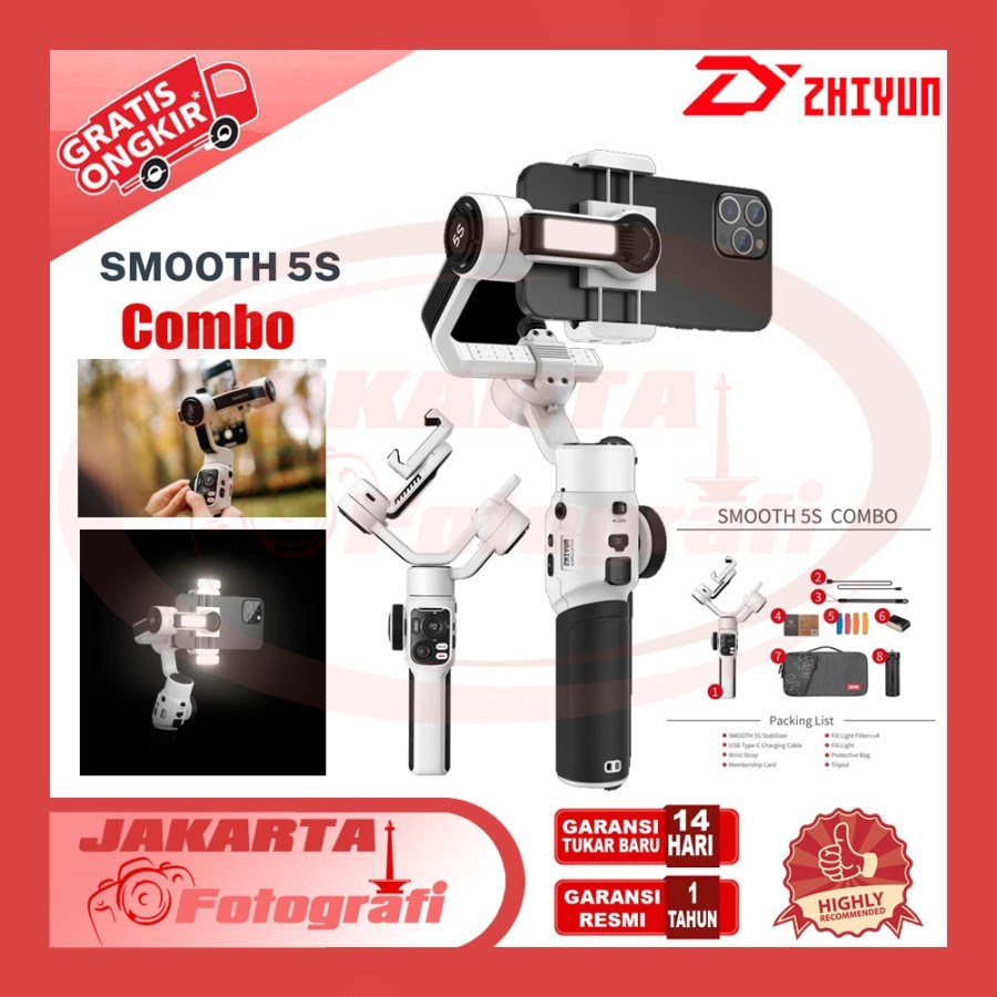 Jual Zhiyun Smooth 5S Combo Kit Smartphone Stabilizer White | Shopee ...