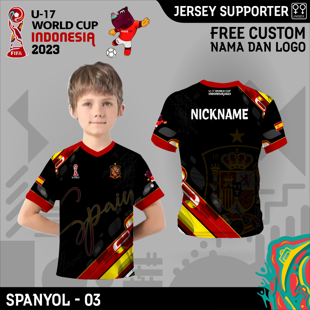 Jual Jersey anak kaos piala dunia u17 2023 baju fans timnas spanyol ...