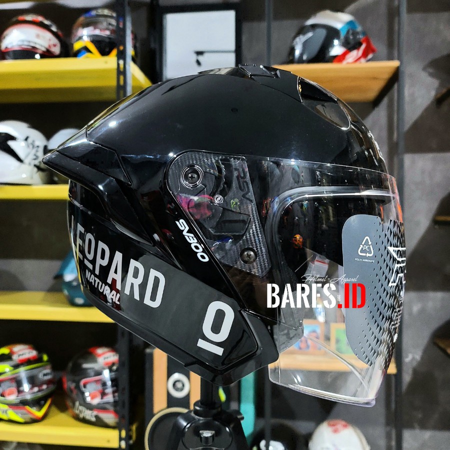 Jual Helm RSV SV300 Black Glossy Spoiler 3D Sticker Leopard Double ...