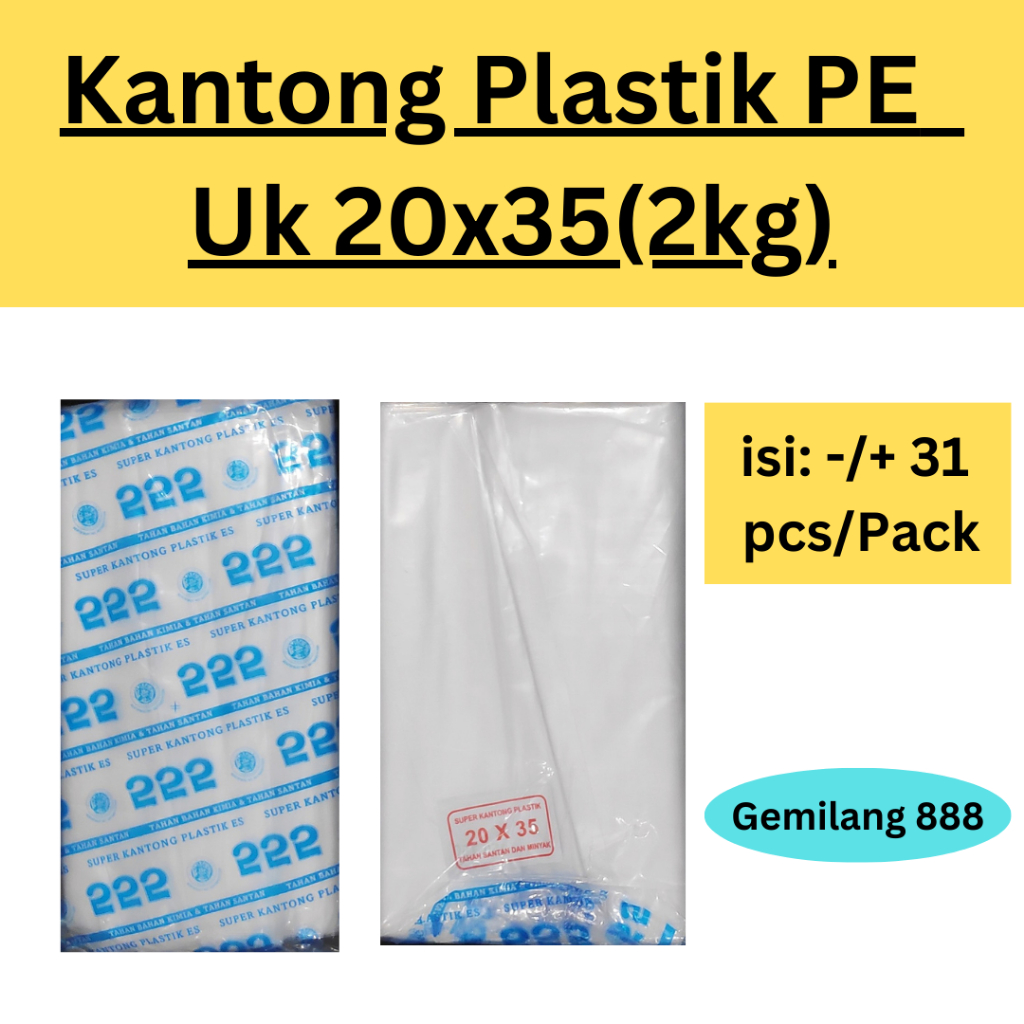 Jual Plastik PE uk 2kg /20x35, kantong Gula, Plastik ES, plastik Putih | Shopee Indonesia