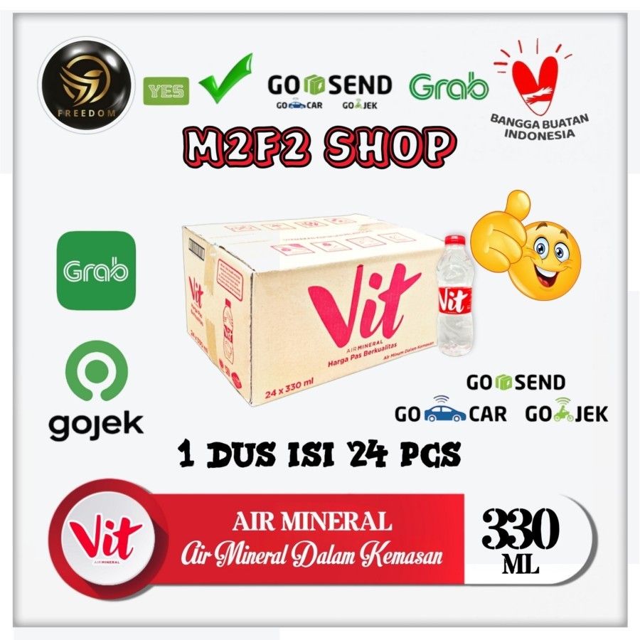 Jual Air Mineral Vit Botol Mini Plastik Pet - 330 ml Kemasan Karton ...