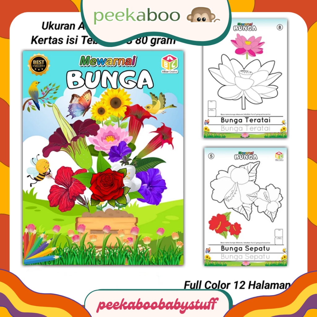 Jual BUKU MEWARNAI FULL COLOUR (FC) A5 - BUNGA - FC || BUKU WARNA FULL ...