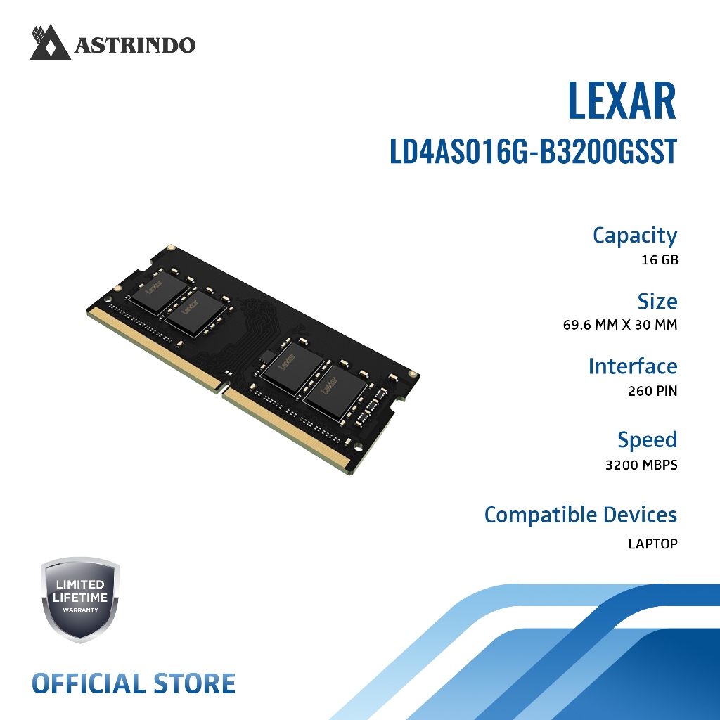 Jual Lexar Memory Ram DDR4 3200Mhz 16GB Sodimm for Laptop & Notebook | Shopee Indonesia