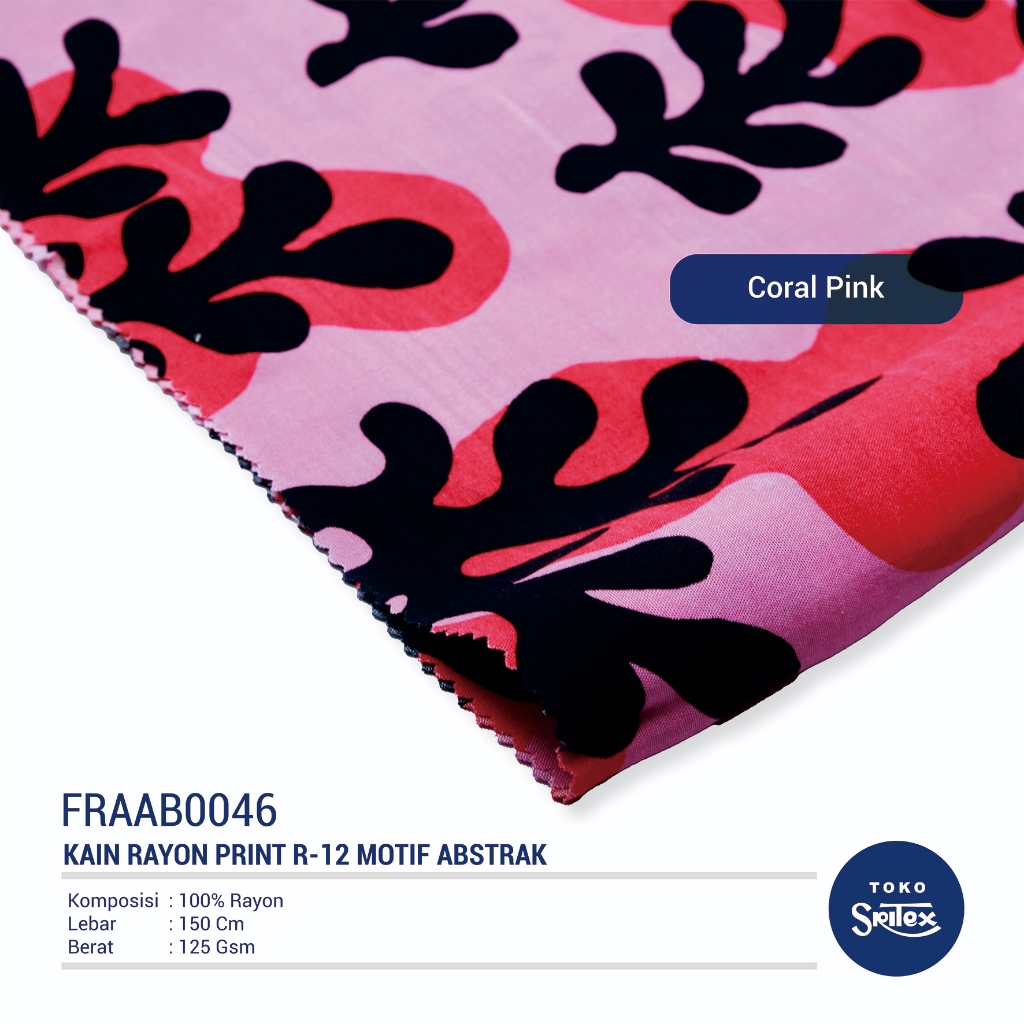 Jual Toko Sritex Kain Rayon Print Abstrak Coral Premium Ekspor, R12 ...