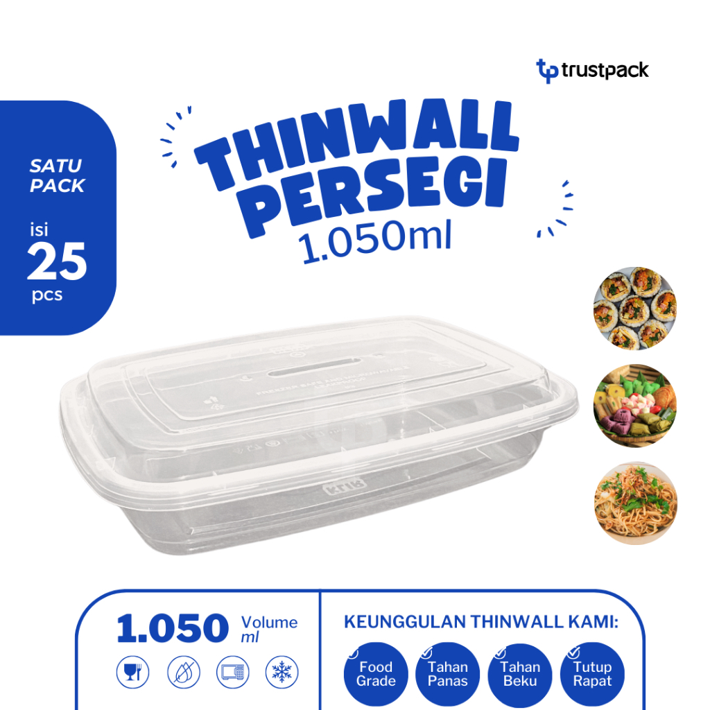 Jual Thinwall Rectangle 800ML,1050ML,1250ML,1500ML Persegi Panjang ...