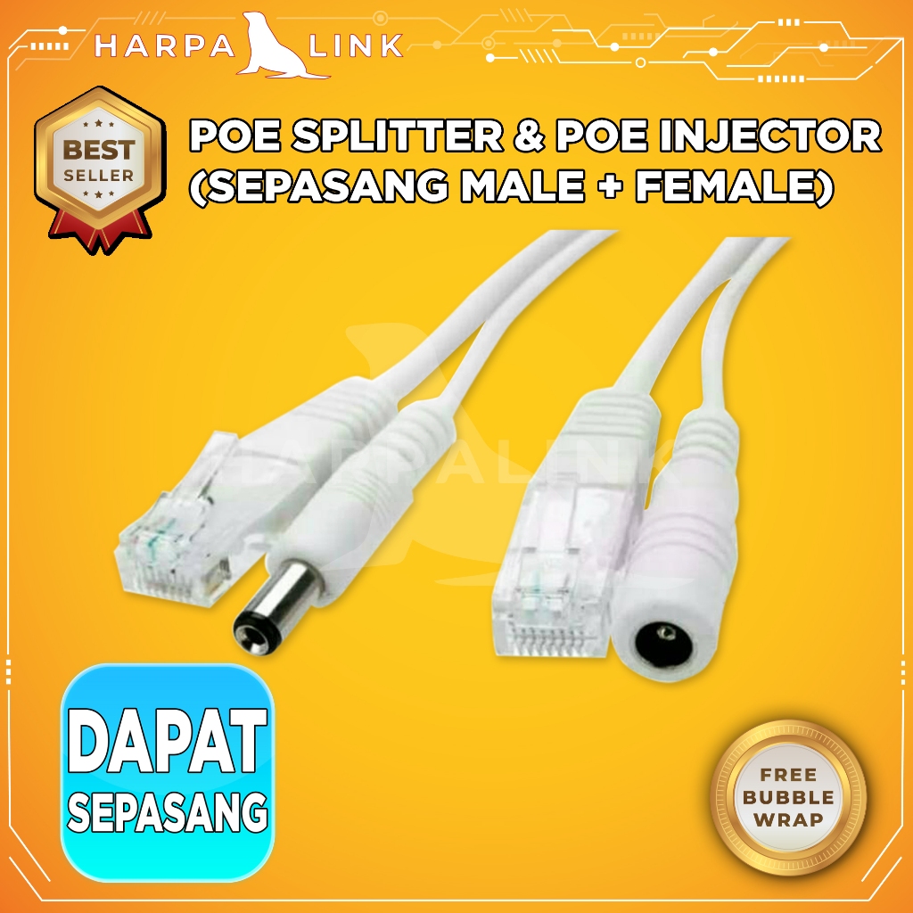 Jual Kabel POE Injector & POE Splitter Set Kabel POE Set White Putih ...