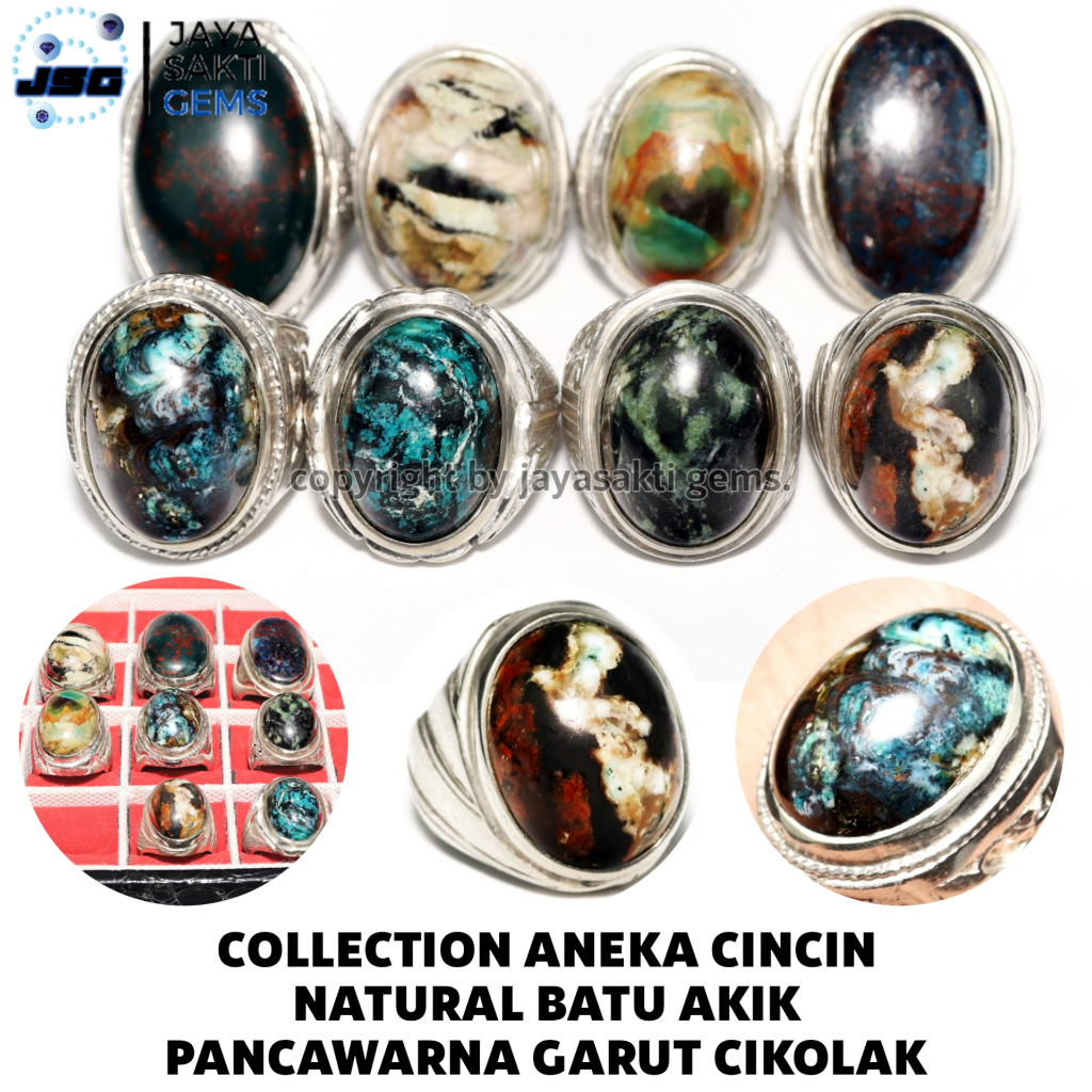 Jual Collection Cincin Natural Batu Akik Pancawarna Garut Cikolak ...