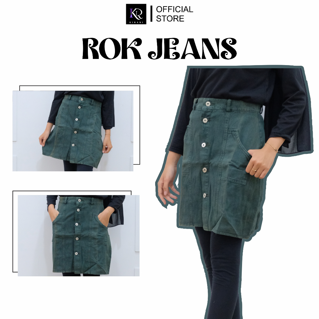 Jual 𝐊𝐈𝐑𝐀𝐍𝐈 Rok Jeans Pendek Wanita Rok A Line Rok Korean Style ...