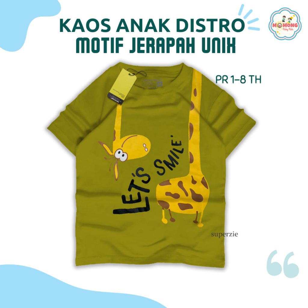 Jual Baju Kaos Anak Distro Perempuan Motif Jerapah Unix Warna Hijau ...