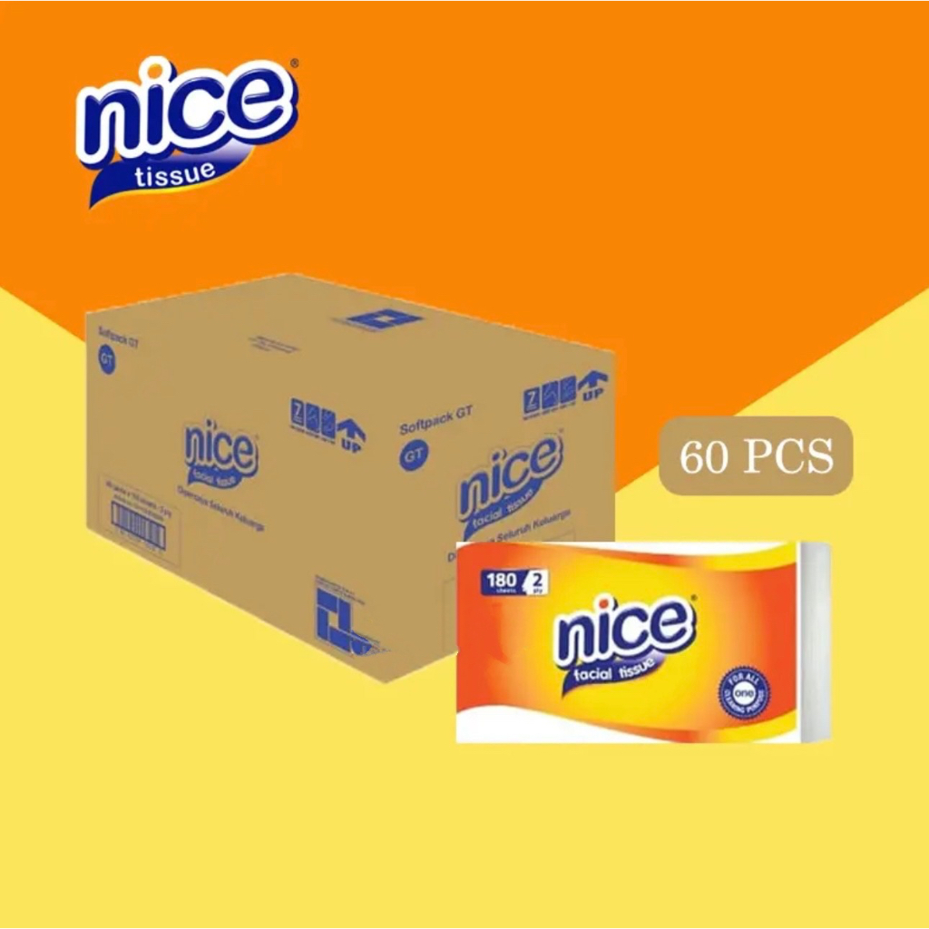 Jual ( 1 DUS - 60 PACK ) Nice Facial Tissue 180 Sheet - 1 Dus [60 Pack ...