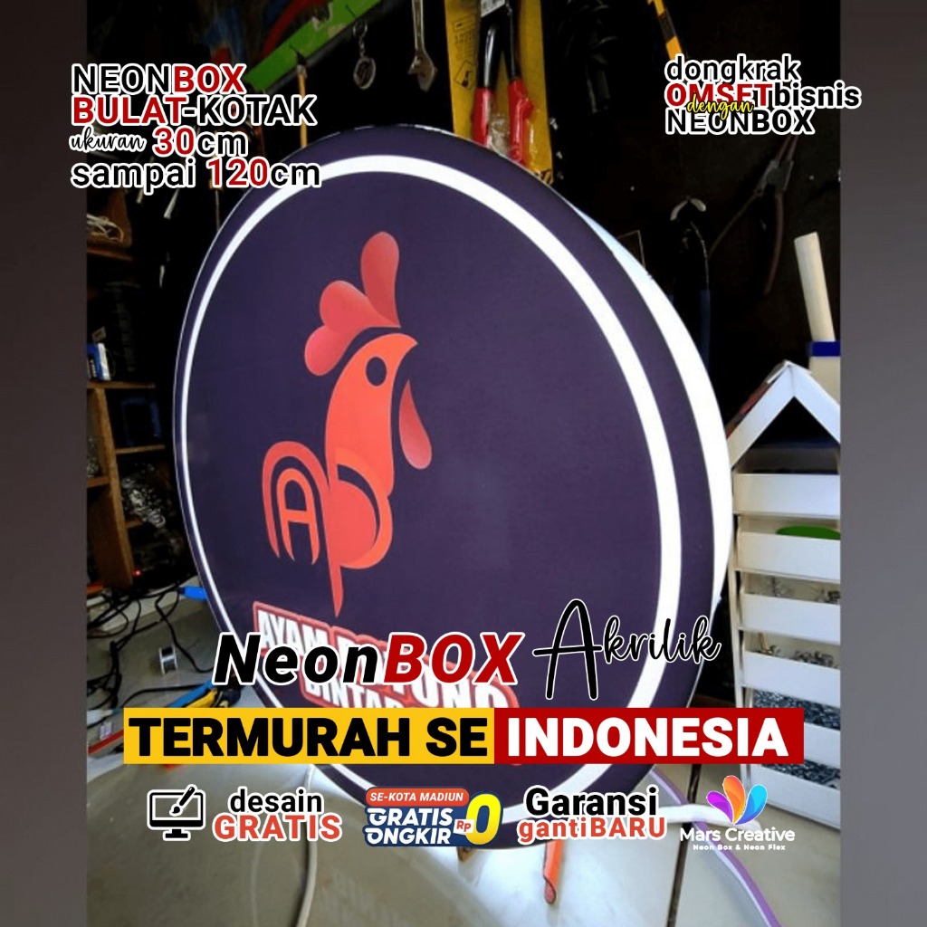 Jual Neon Box Indoor Outdoor 30cm x 90cm Premium Custom 2 Sisi ...