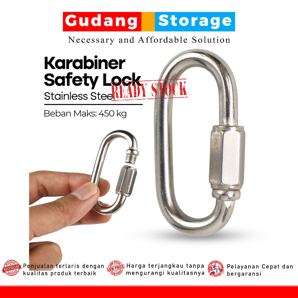 Jual [Gudang Storage Official] Xinda Carabiner Safety Lock Stainless ...