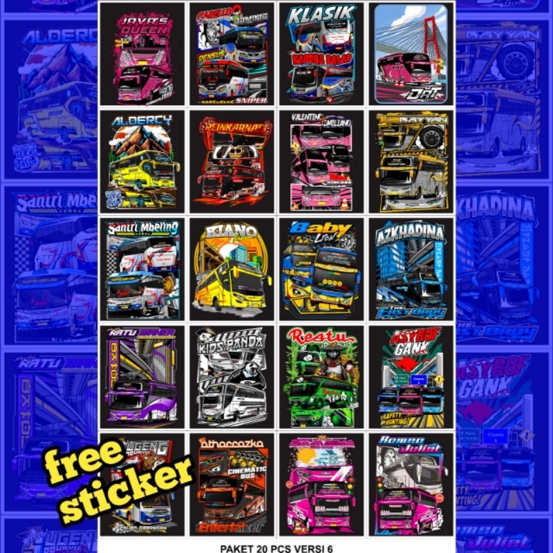 Jual CETAK STICKER BUSMANIA HOLOGRAM 20 PCS / STIKER BUS BASURI V6 ...