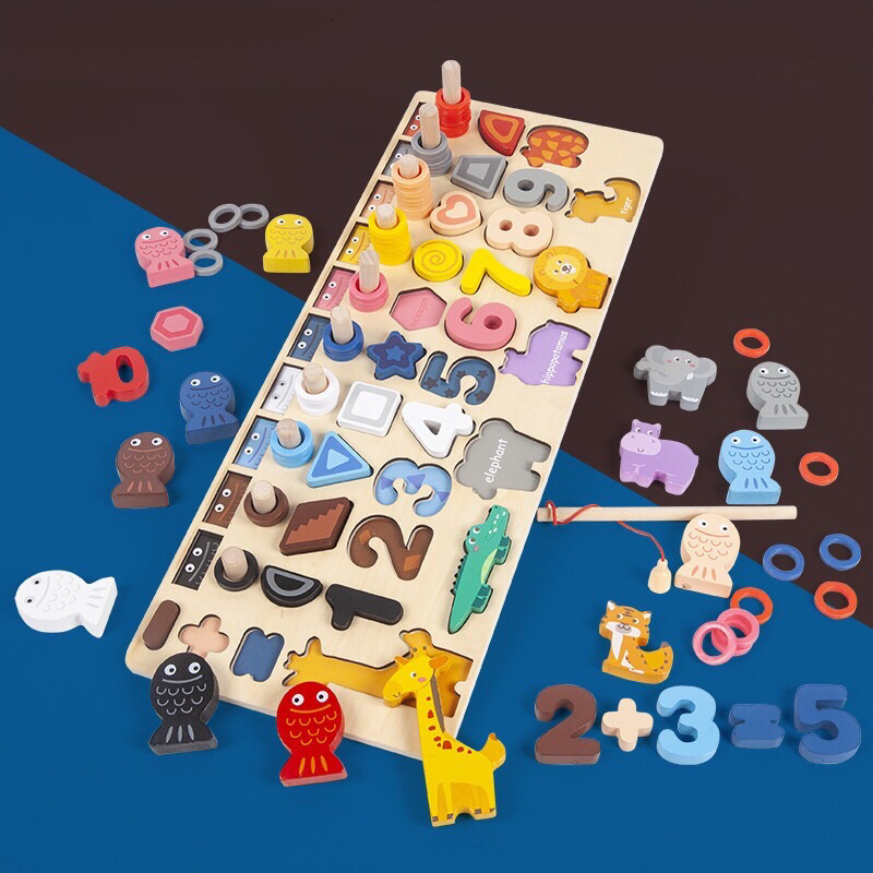 Jual Mainan Edukasi 5in1 Puzzle Anak Huruf Angka Mainan Memancing Ikan ...