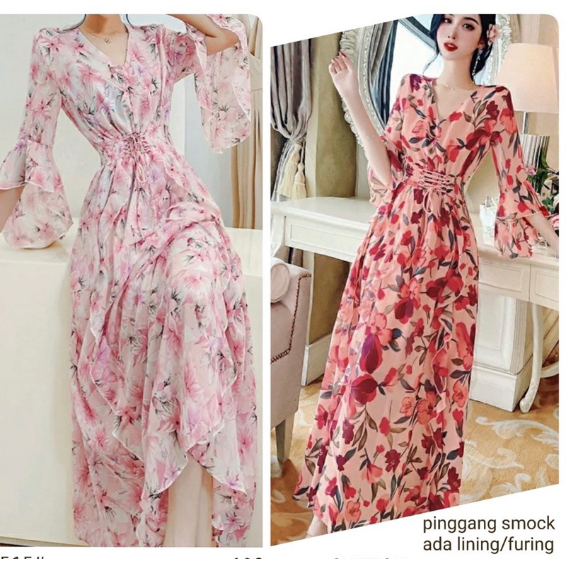 Jual REAL PICTURE - Maxi Dress Free Belt Import / Dress Import Bangkok ...