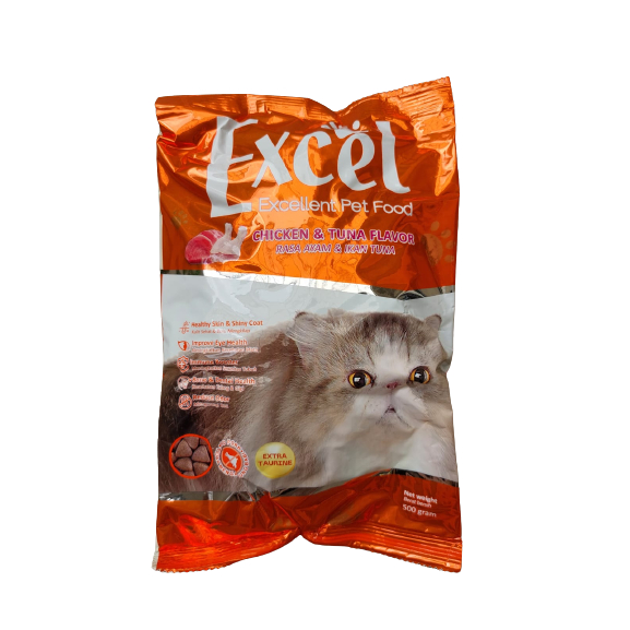 Jual Makanan Kucing EXCEL CHICKEN TUNA 500 gr Bentuk Segitiga | Shopee ...