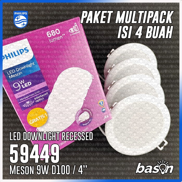 Jual PHILIPS Multipack isi 4 bh Meson 59449 - LED Downlight 9W 4 inch D100 | Shopee Indonesia