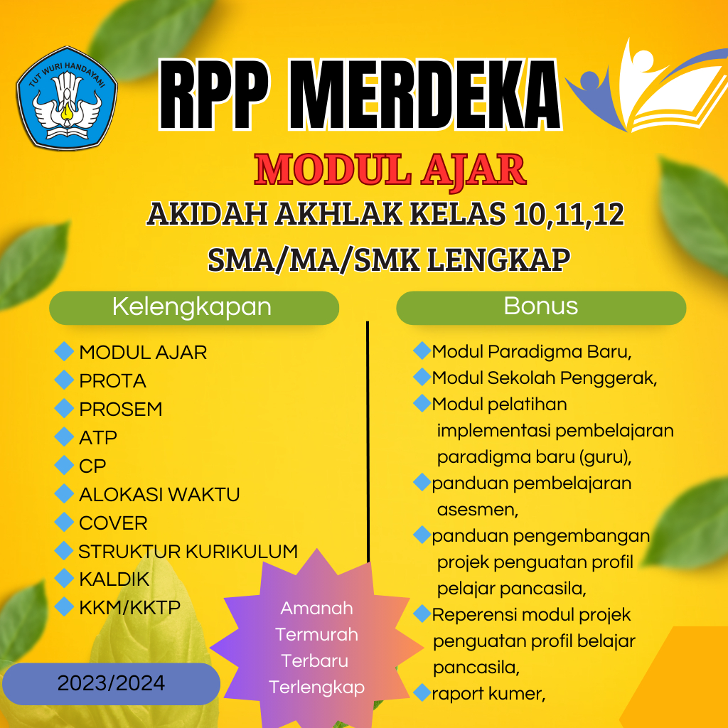 Jual MODUL AJAR AKIDAH AKHLAK KELAS 10,11,12 SMA/MA KURIKULUM MERDEKA LENGKAP | Shopee Indonesia