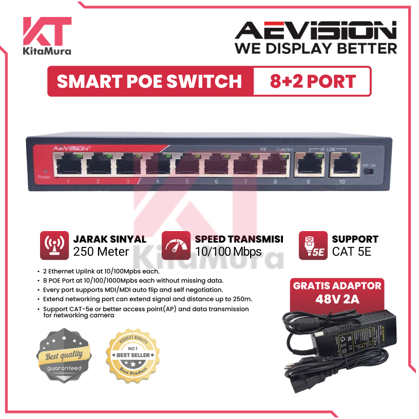 Jual POE Switch 8+2 Port 10/100/1000 Smart POE Switch | Shopee Indonesia