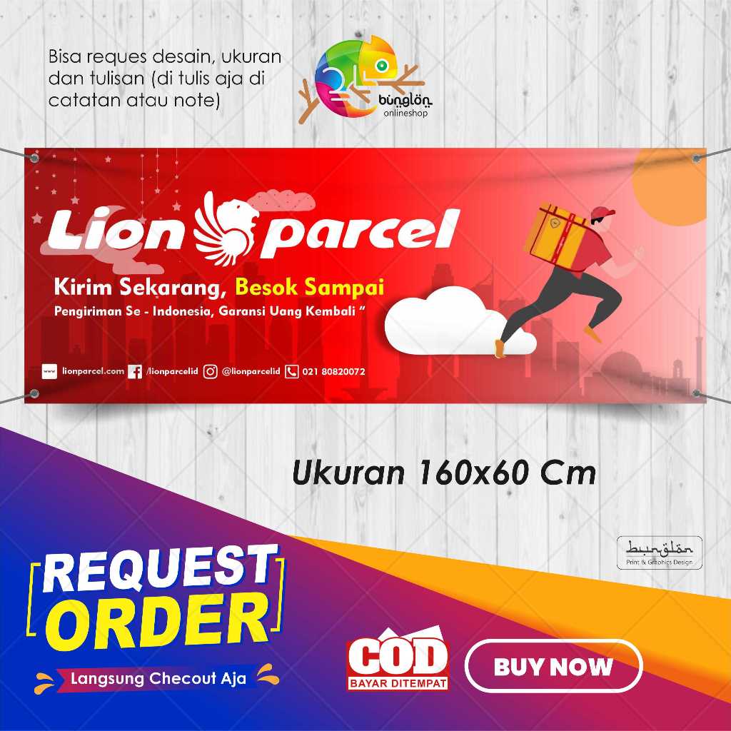Jual Spanduk Banner Lion Parcel Bisa Custom 160X60 | Shopee Indonesia
