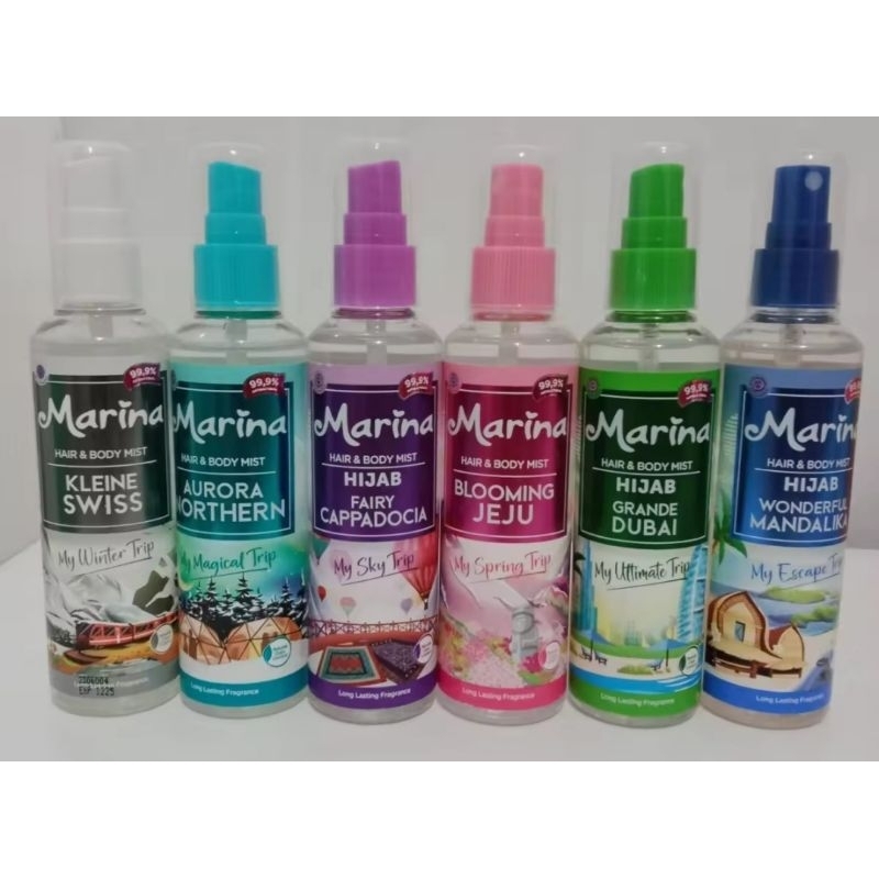 Jual MARINA HAIR & BODY MIST Parfum 100ml (beli 1 atau beli 6) | Shopee ...