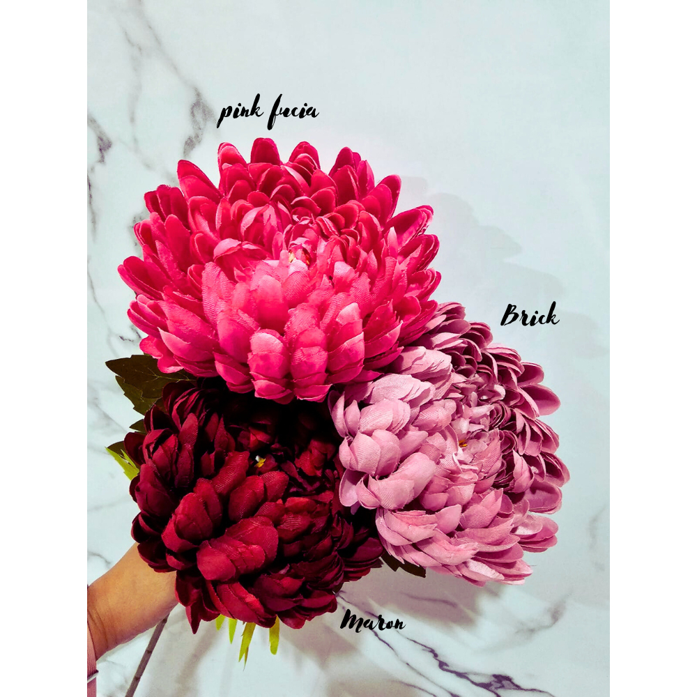 Jual CHRYSANTHEMUM K1 JUMBO BUNGA KRISAN BUATAN BAHAN KAIN HIASAN ...