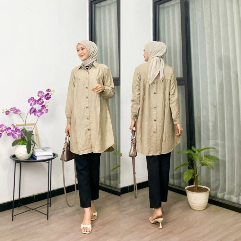 Jual Zeva Tunik Polo Linen - Atasan Wanita Tunik Polo Linen Variasi ...