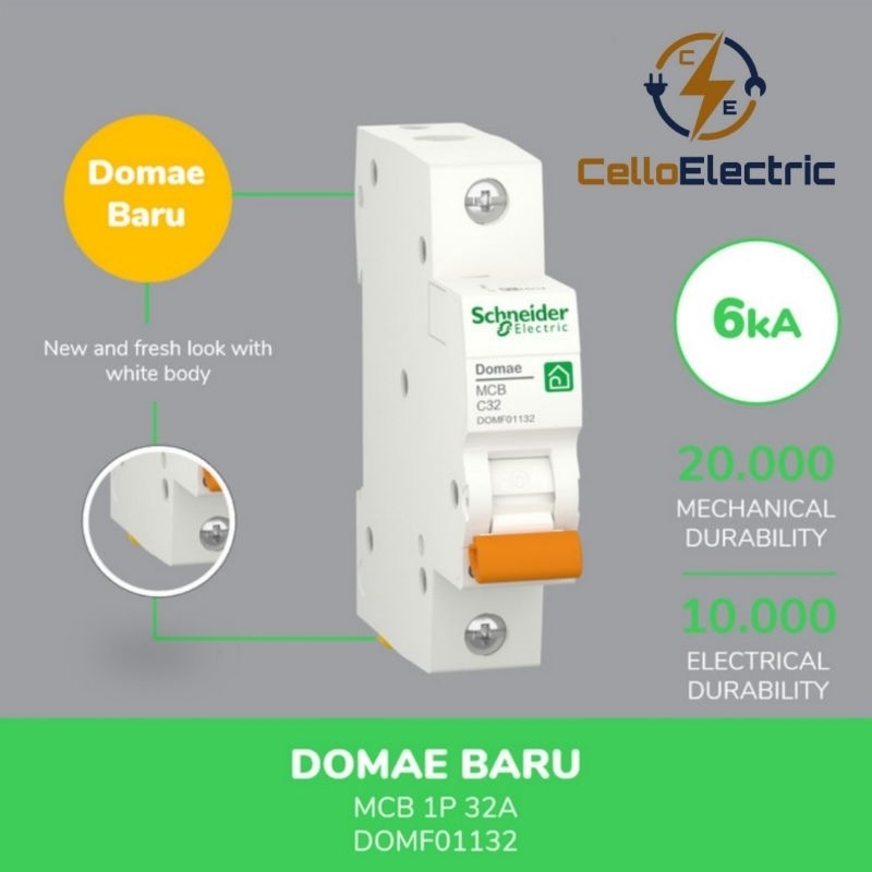Jual MCB Schneider 2a 4a 6a 10a 16a 20a 25a 32a 40a - MCB 1 Phase Schneider Domae | Shopee Indonesia