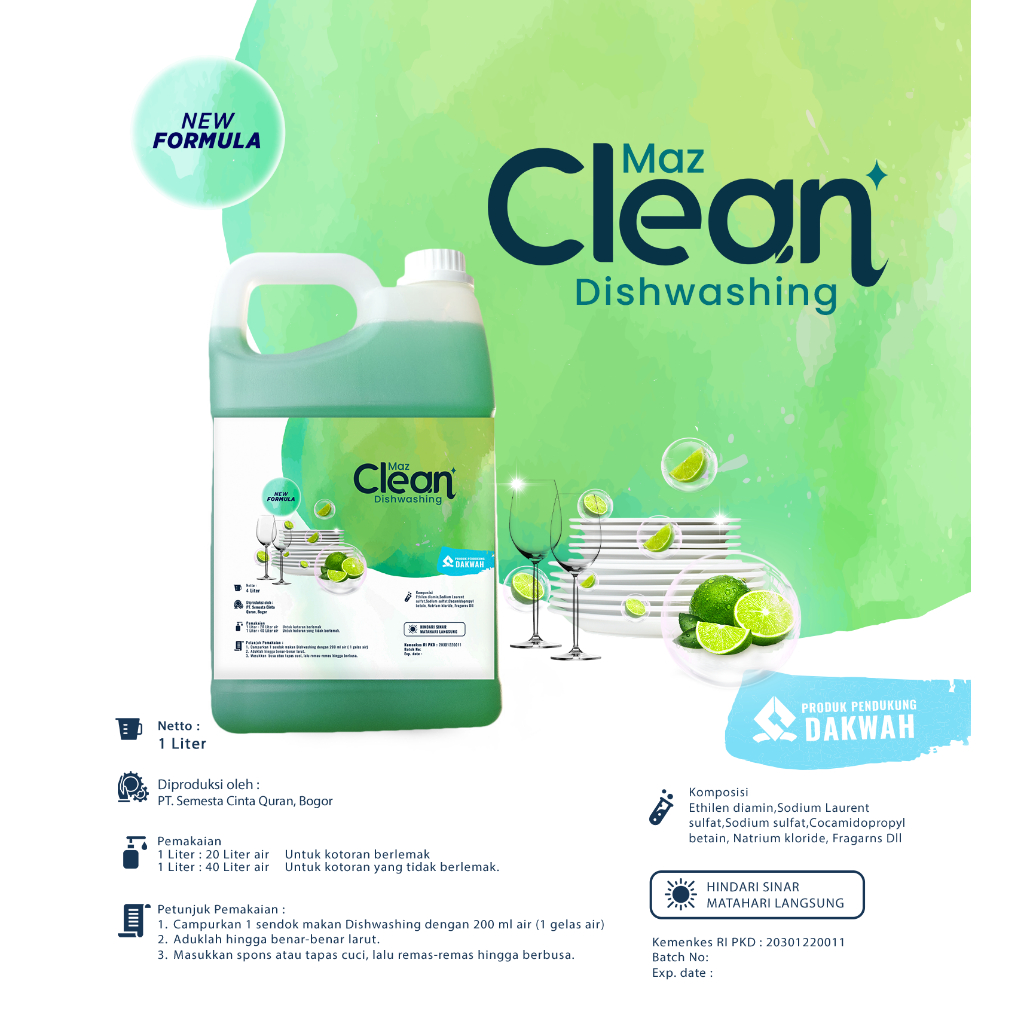 Jual 4 Liter SABUN CUCI PIRING MURAH (Dishwashing - Maz Clean) Cinta ...