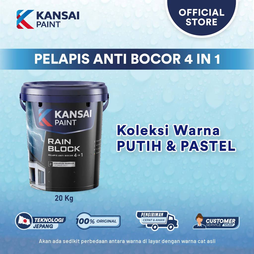 Jual Kansai Paint - Cat Tembok Eksterior Rain Block Putih dan Pastel ...