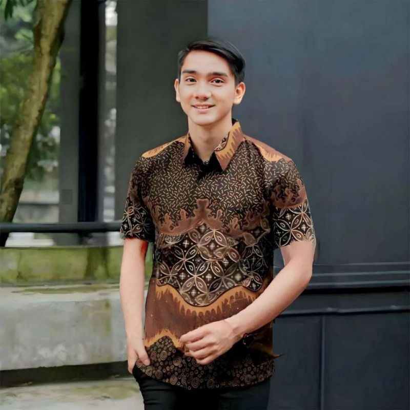 Jual LH Batik Store - Kemeja Baju Batik Pria Lengan Pendek Warna Sogan ...