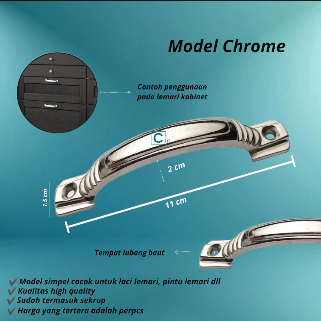 Jual Tarikan Laci Tangga - Handle Pegangan Lemari Jendela Plat Besi ...