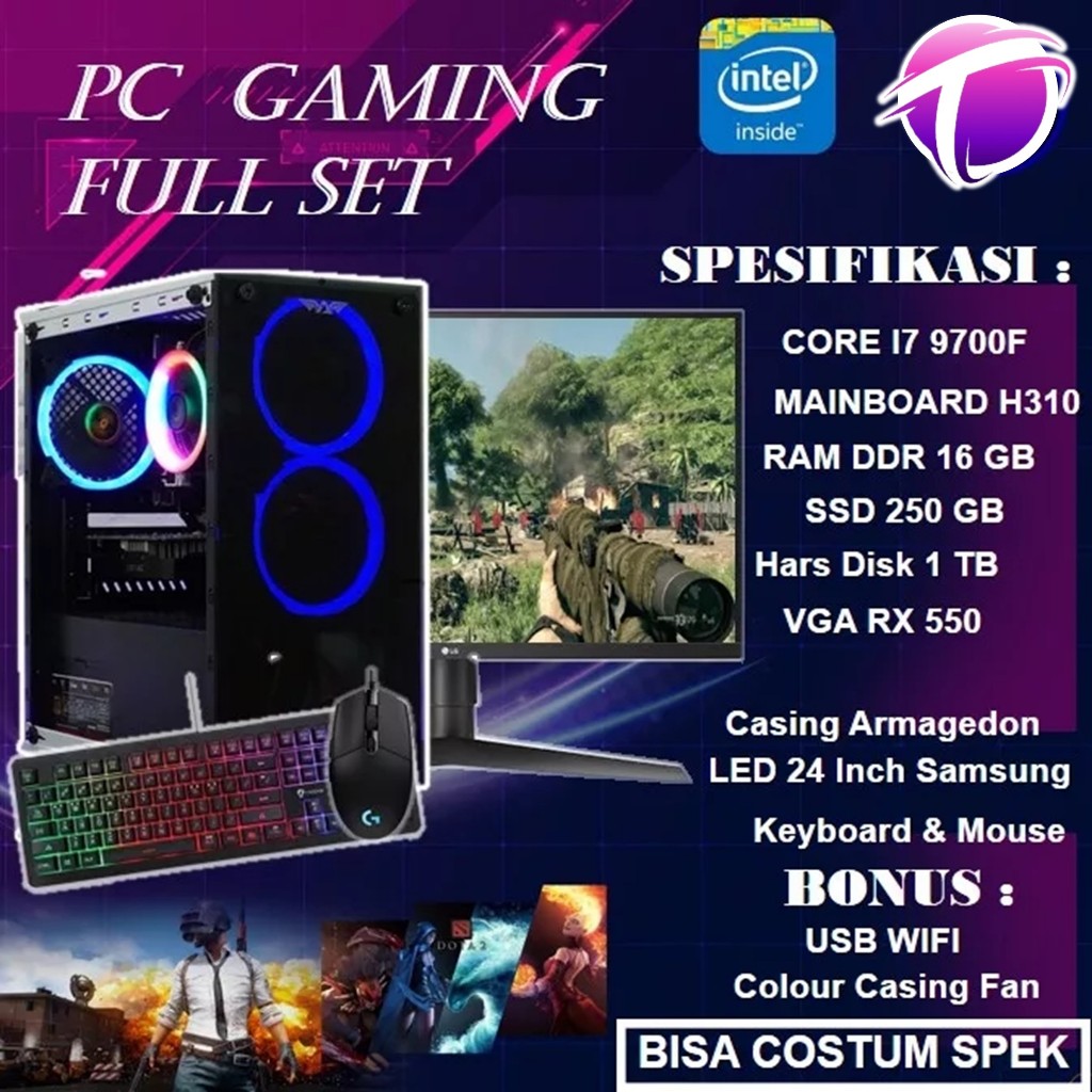 Jual Pc Komputer Rakitan Cpu Gaming Full Set Murah Core I5 3470 Fullset Streaming Siap Pakai ...