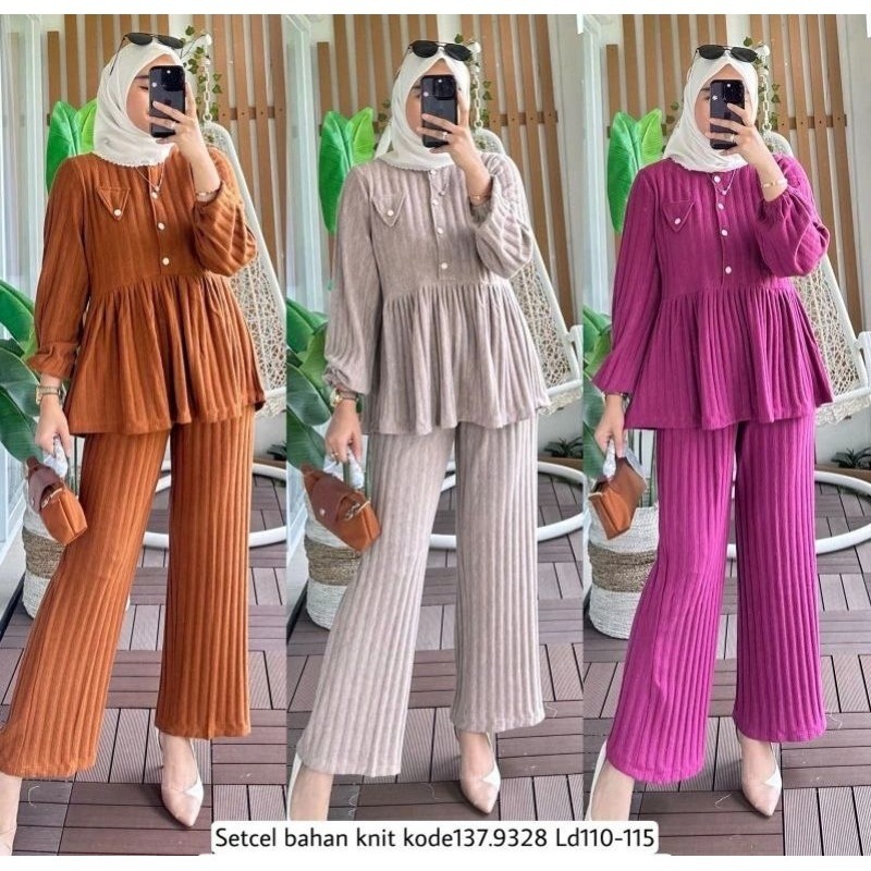 Jual NAJWA - SET LUCINDA WANITA ONESET JUMBO HORNET KNIT PREMIUM | Shopee Indonesia