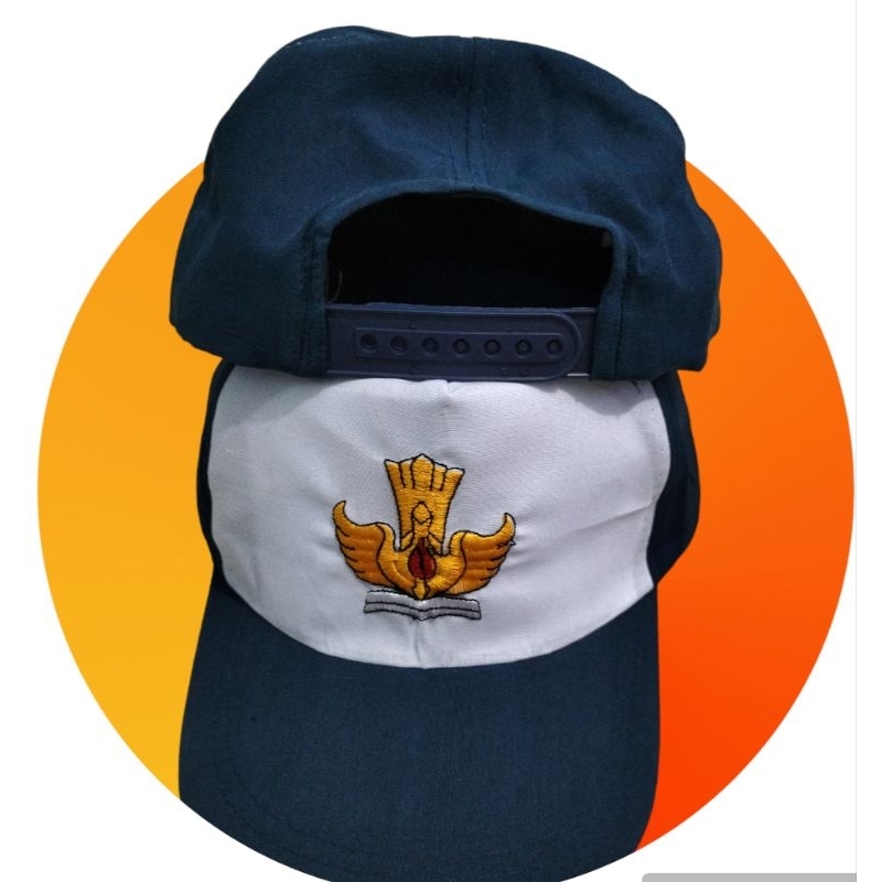 Jual TOPI SMP BIRU PUTIH LOGO TUTURI KUNING | Shopee Indonesia
