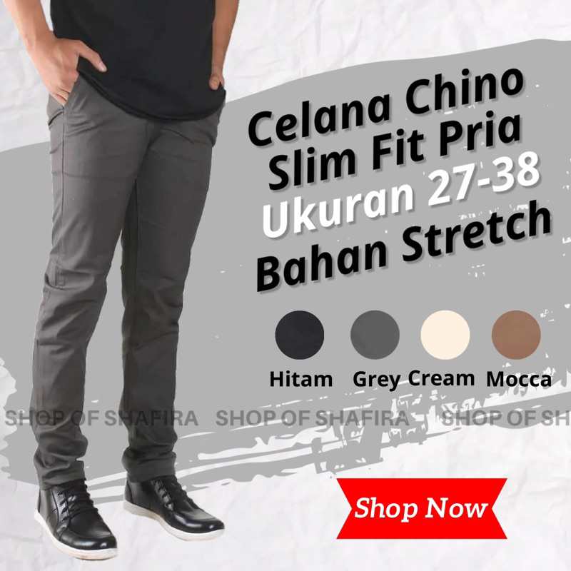 Jual Celana Chino Pria Sepan Chinos Cino Cinos Panjang Pria Bawahan Katun Slimfit Kerja Slim fit ...