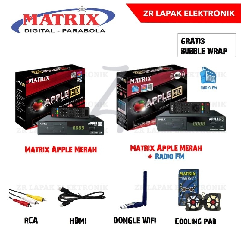 Jual (Best Deal) Set Top Box STB DVB-T2 Merk Matrix Apple HD Merah ...