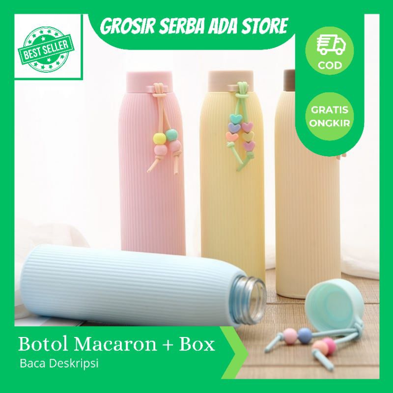 Jual botol minum kaca macaron non box botol macaron tanpa box botol ...