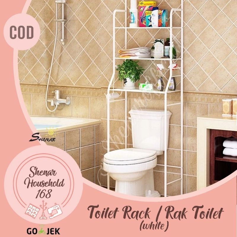 Jual SHENAR RAK TOILET ORGANIZER TISU SABUN RAK WC BESI PUTIH RAK KAMAR ...